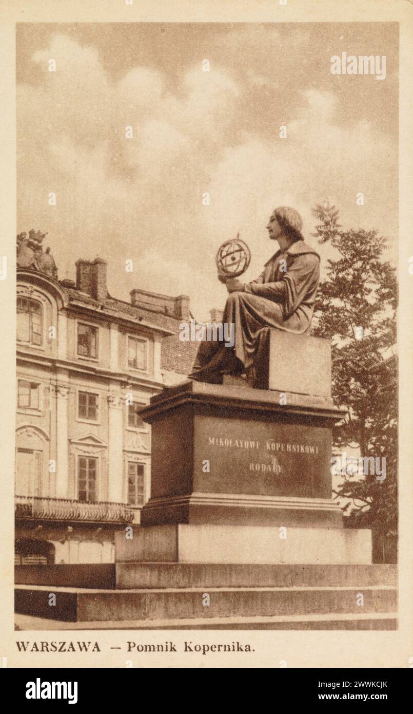 Vintage black and white postcard of the the monument to astronomer and ...