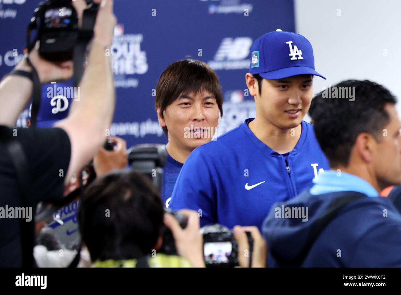 Gocheok Sky Dome, Seoul, South Korea. 16th Mar, 2024. (L-R) Ippei Mizuhara, Shohei Ohtani ...