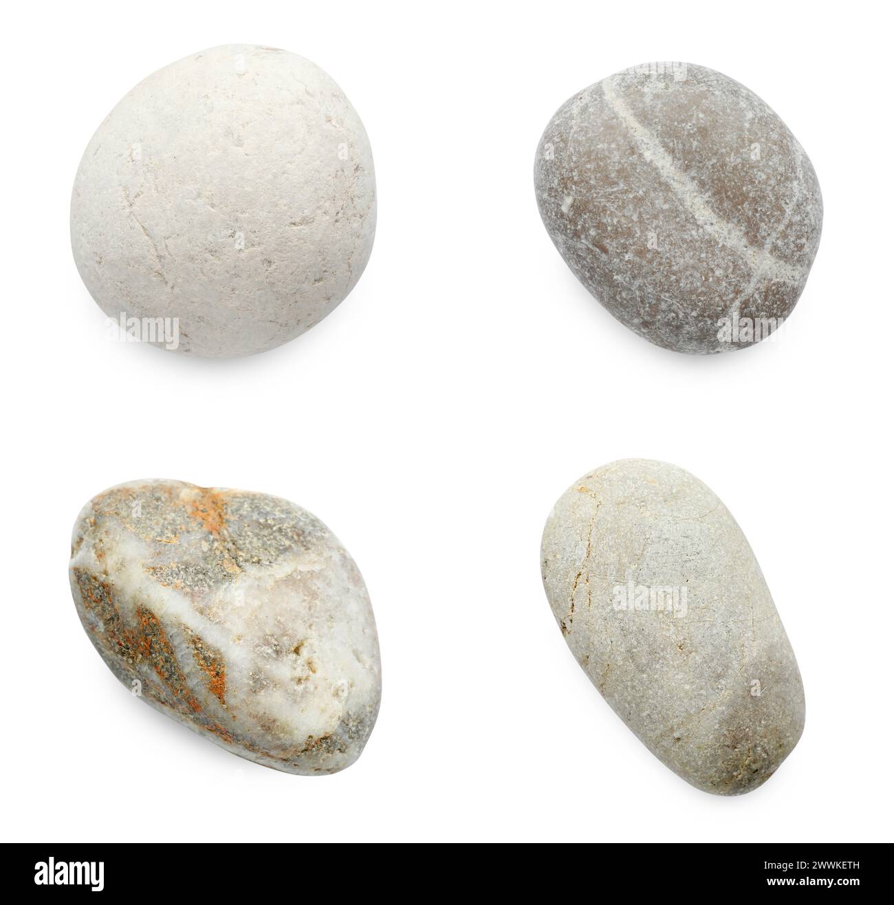 Sea pebbles. Different stones isolated on white, set Stock Photo - Alamy