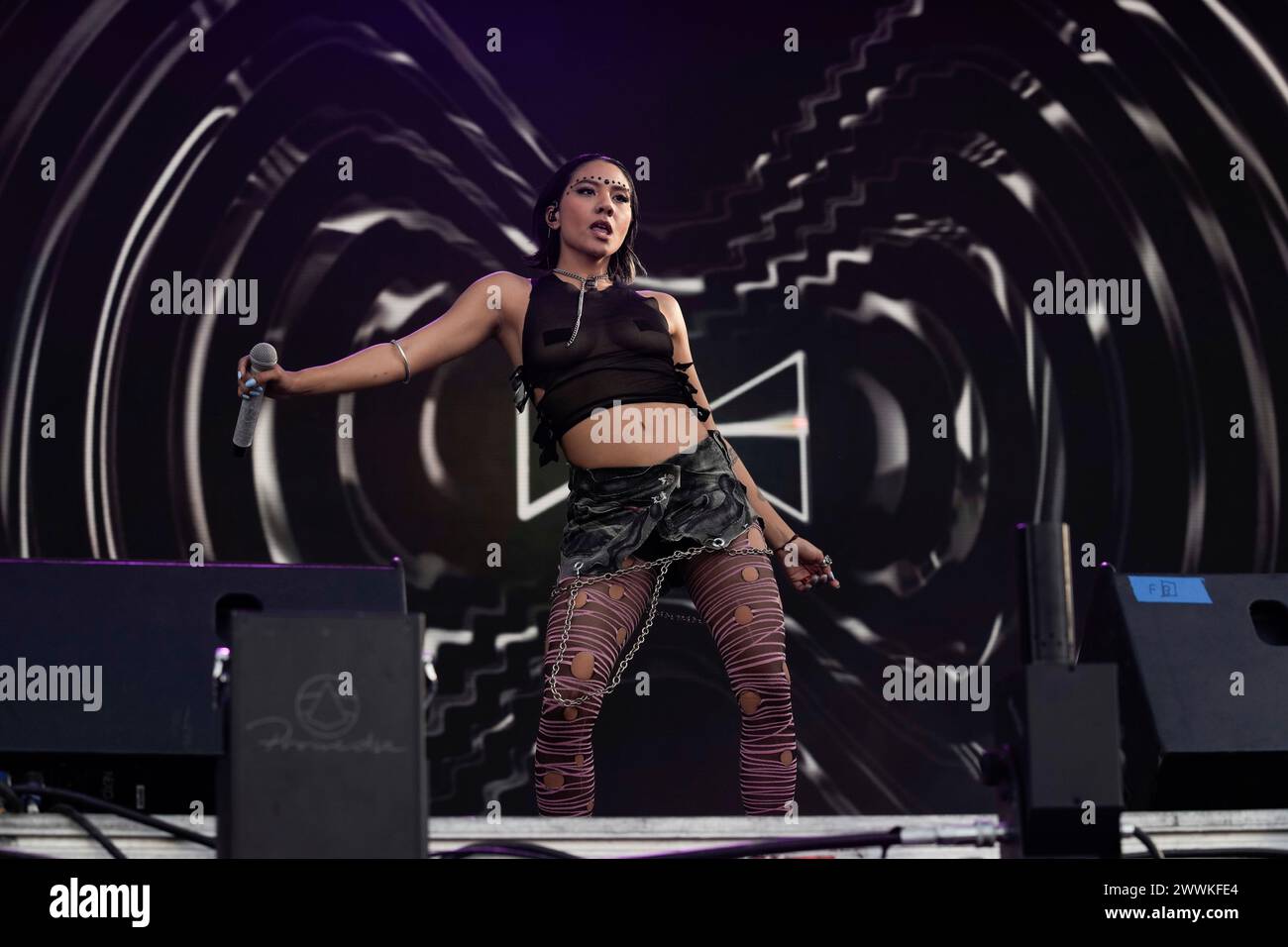Puerto Rican singer RaiNao performs during the AXE Ceremonia music ...