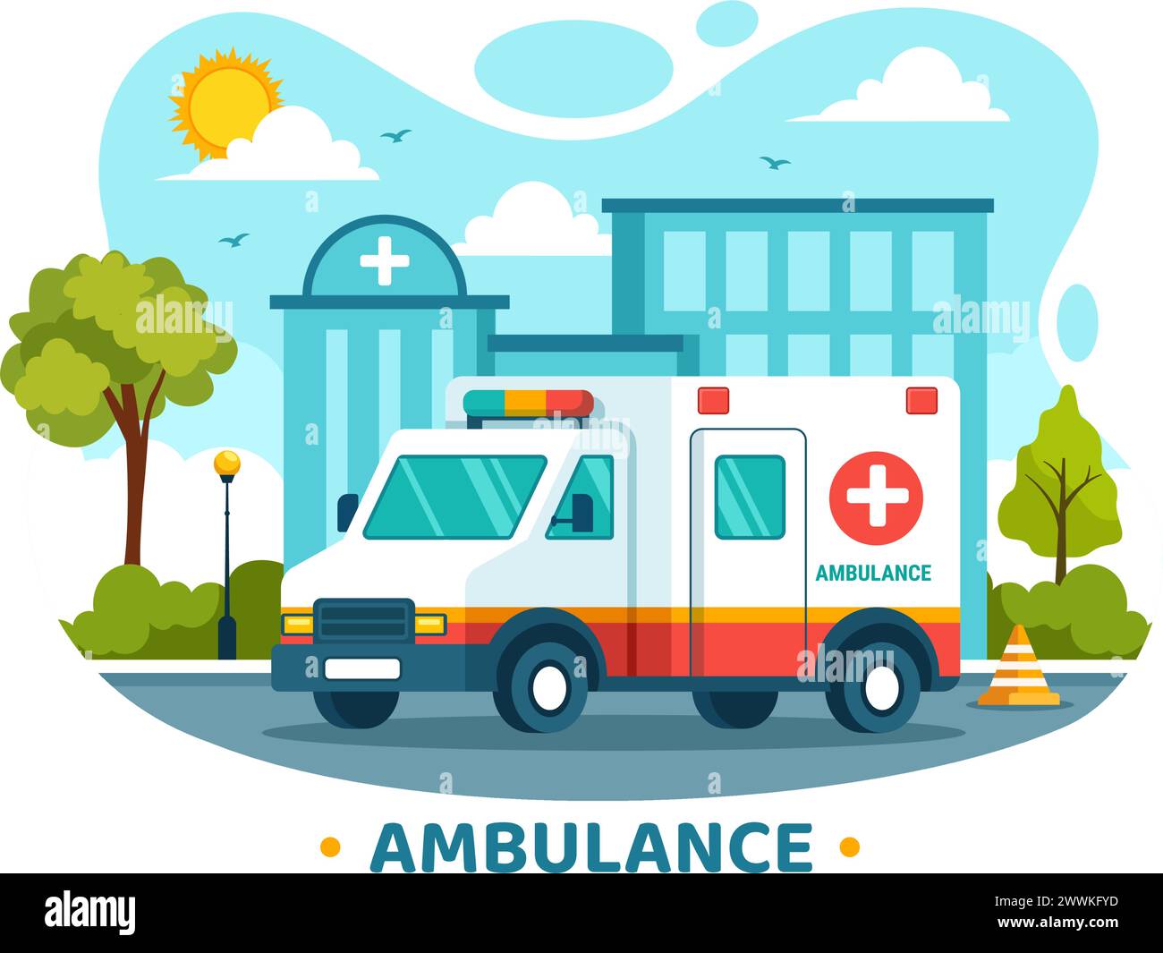 Medical Vehicle Ambulance Car or Emergency Service Vector Illustration ...
