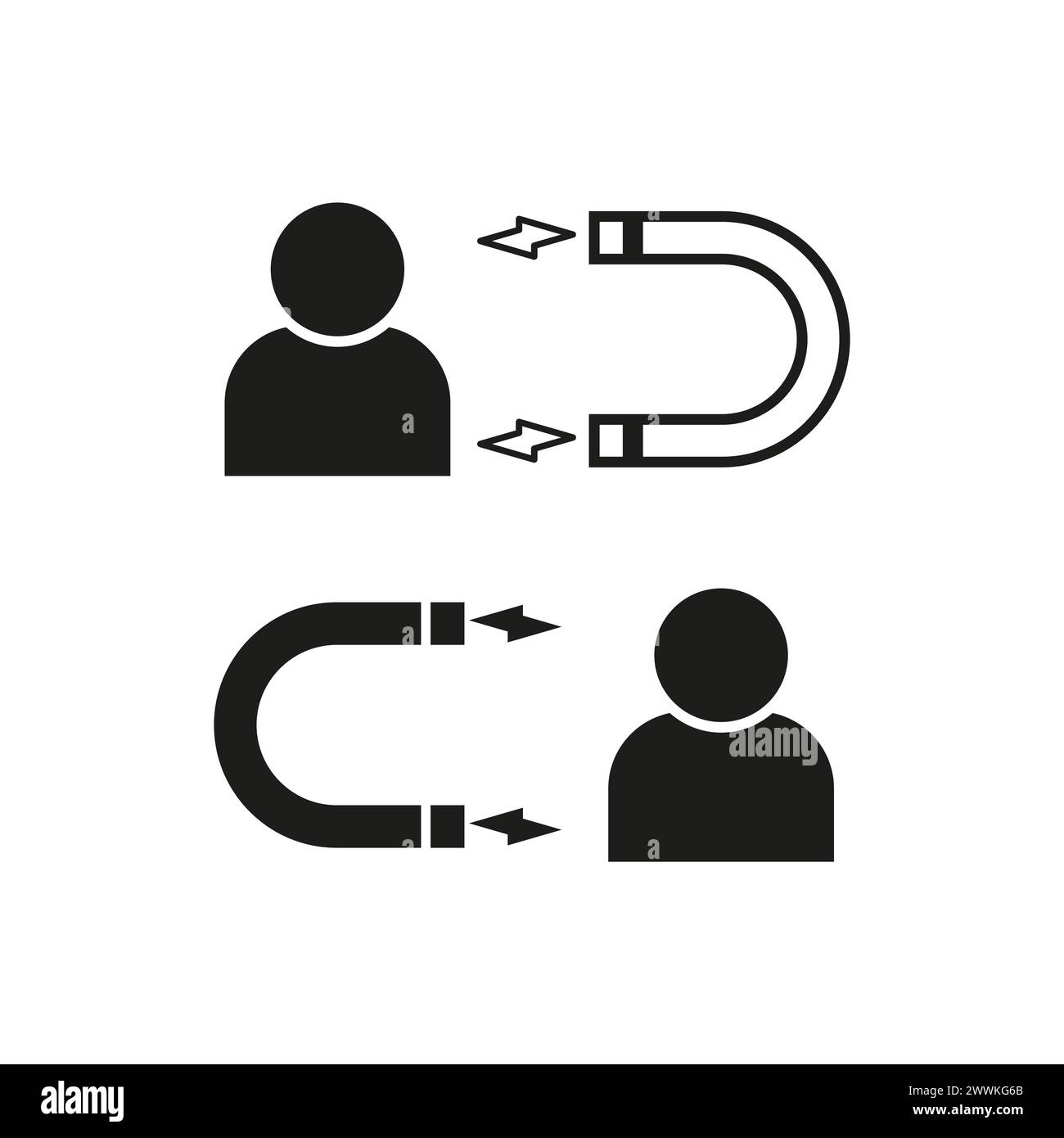 User interaction and feedback icon set. Two-way communication symbols ...