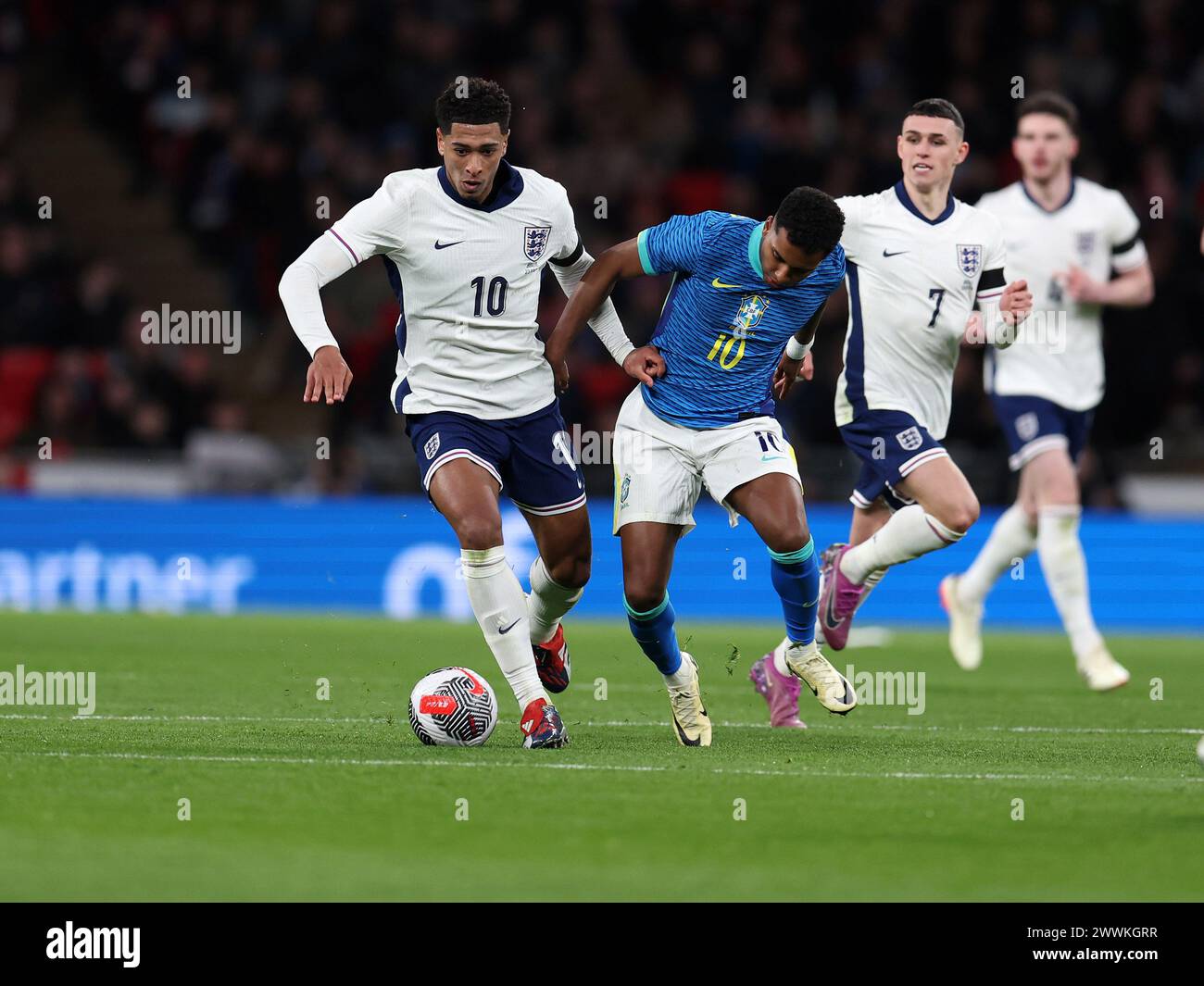 London, UK. 23rd Mar, 2024. Jude Bellingham of England & Rodrygo of ...