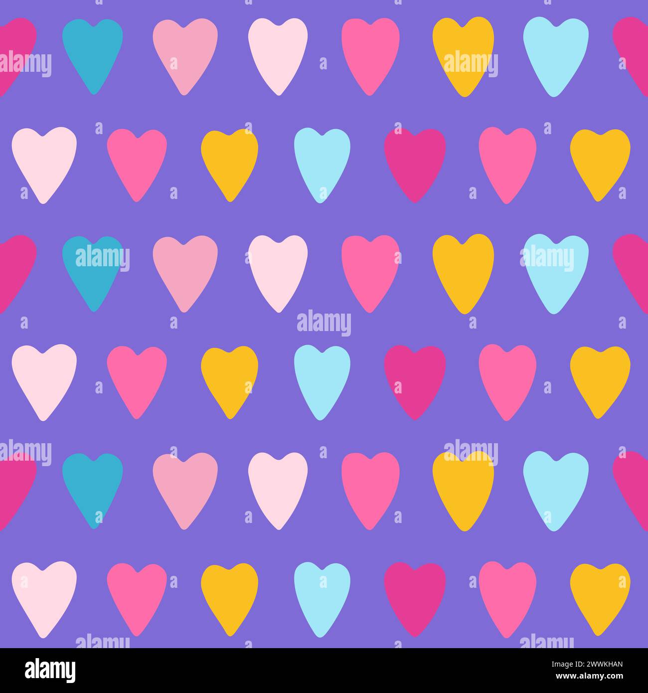 Hearts multicolor seamless pattern. Cute romantic colorful hearts ...