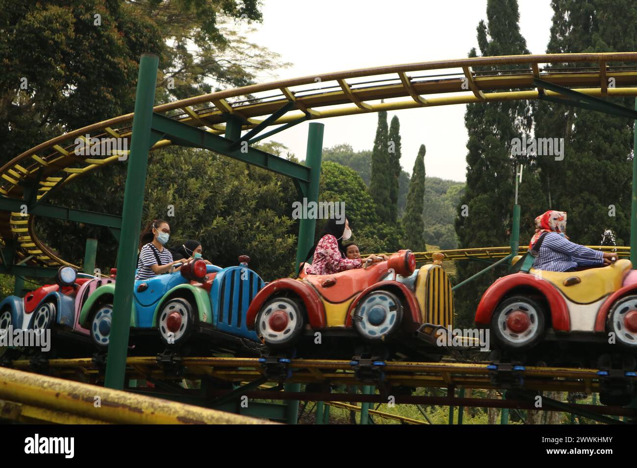 Roller coaster ride at Selecta Batu Amusement Park, East Java Stock Photo - Alamy