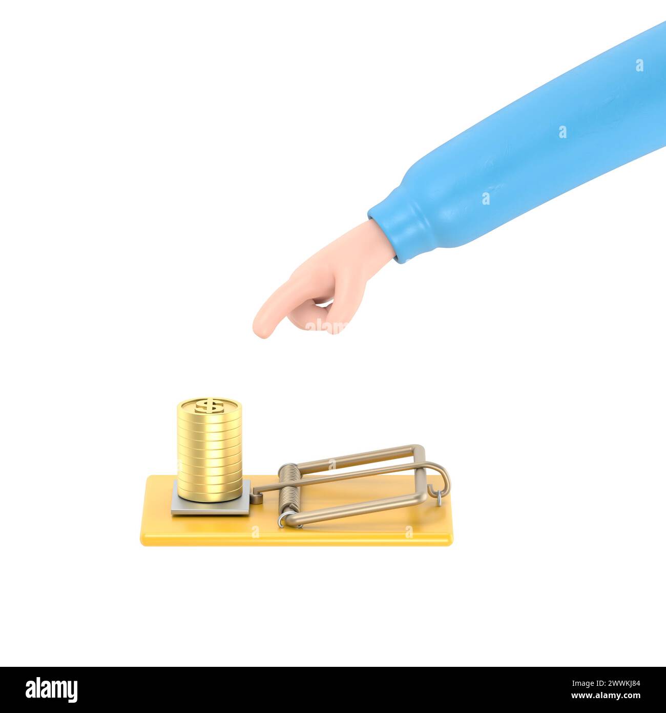 Cartoon Gesture Icon Mockup.Businessman hand try to pick money from ...