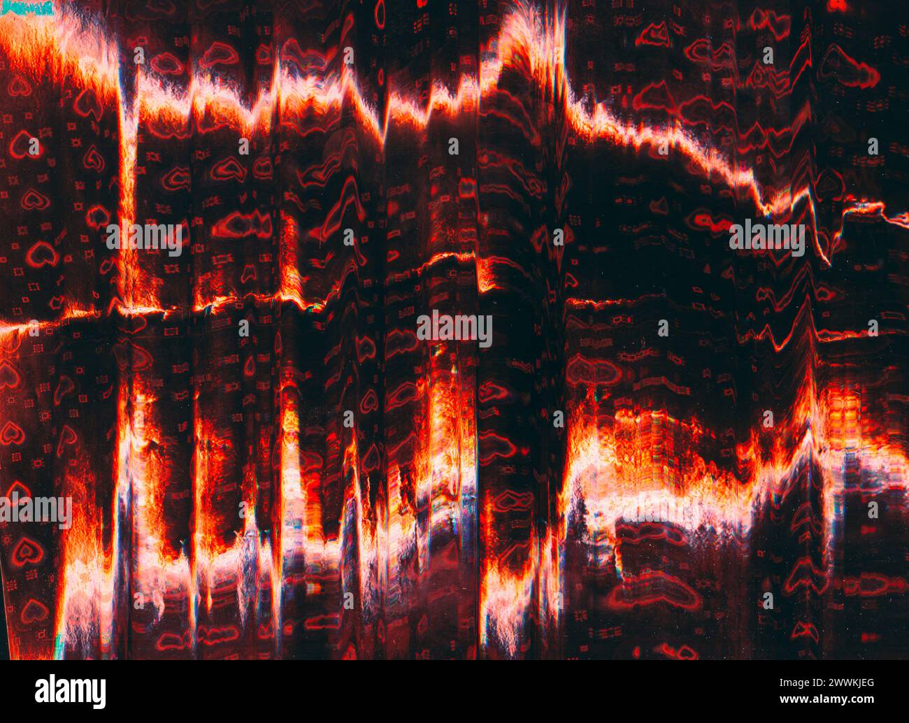 Glitch background digital distortion red hearts Stock Photo - Alamy