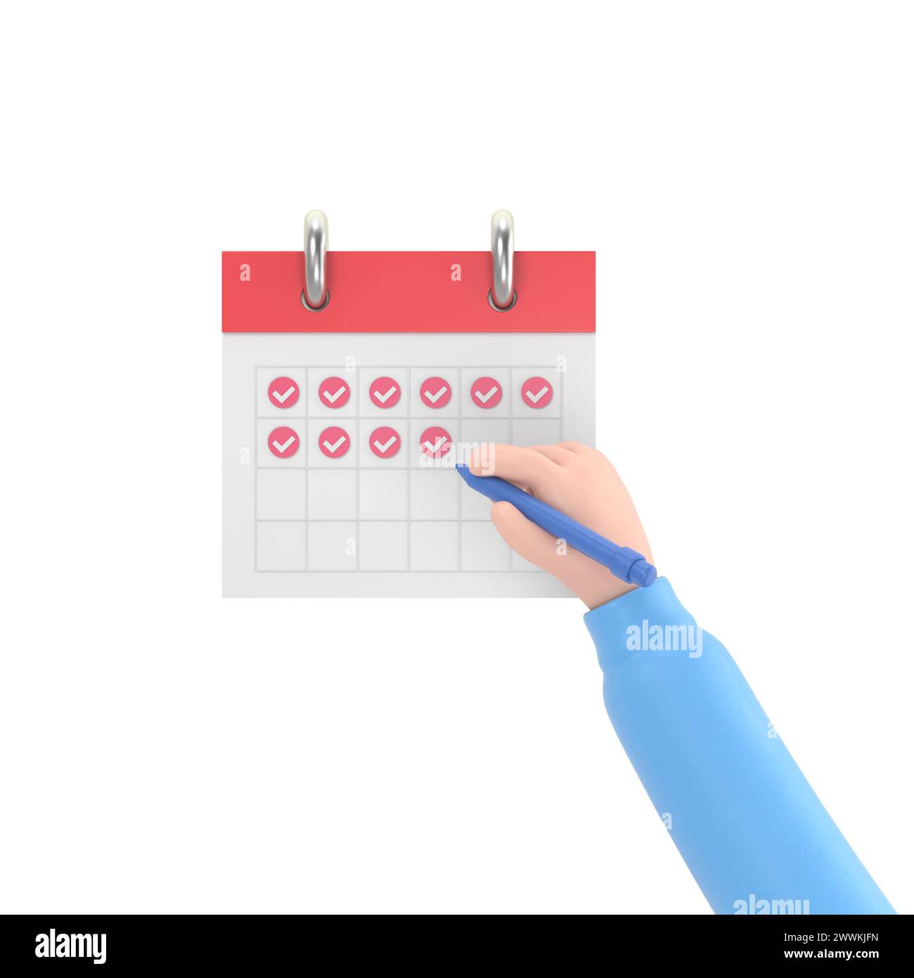 Cartoon Gesture Icon Mockup.Businessman hands mark on the calendar,3D ...