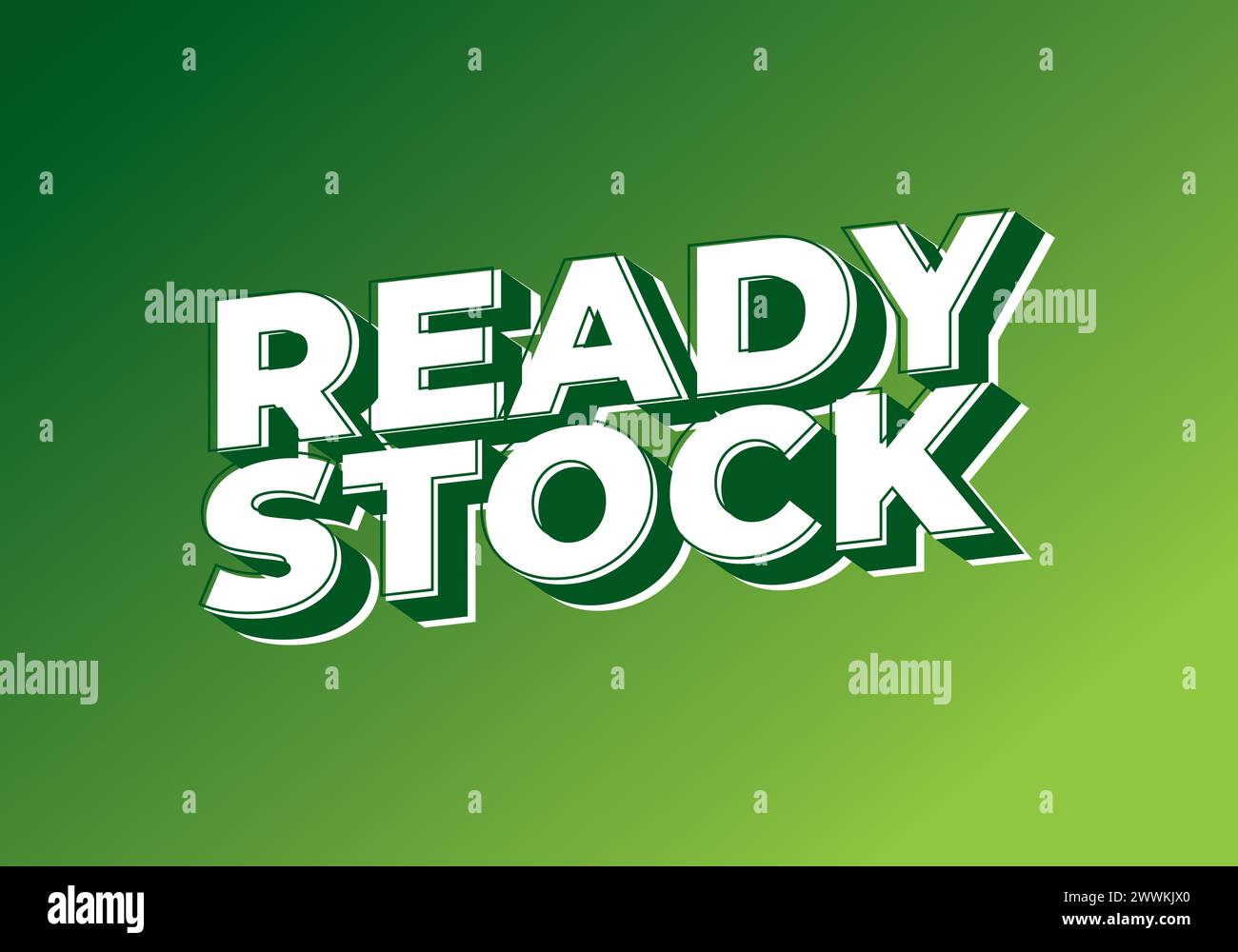 Ready stock. Text effect design in 3 dimension style in white green ...