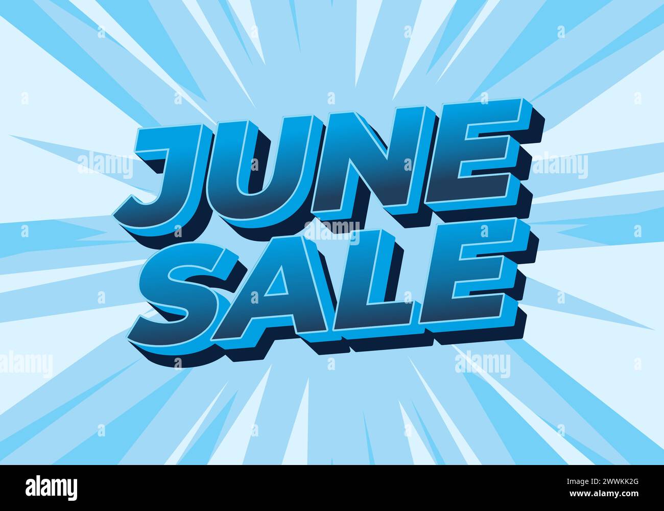 June sale. Text effect design in 3 dimensions style with eye catching ...