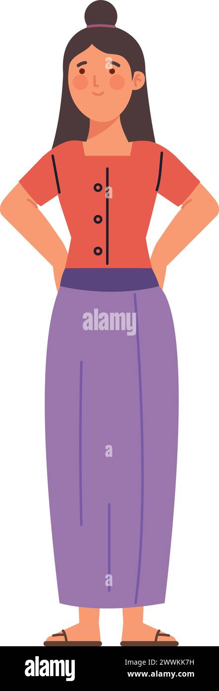 myanmar female character Stock Vector Image & Art - Alamy