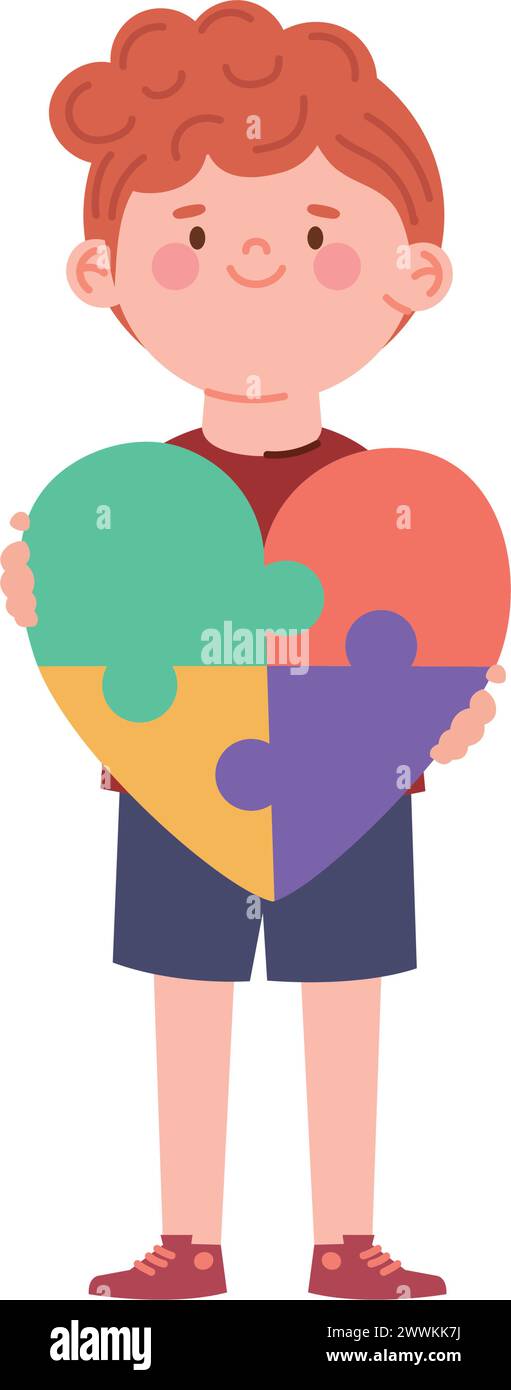 autism boy with heart Stock Vector Image & Art - Alamy