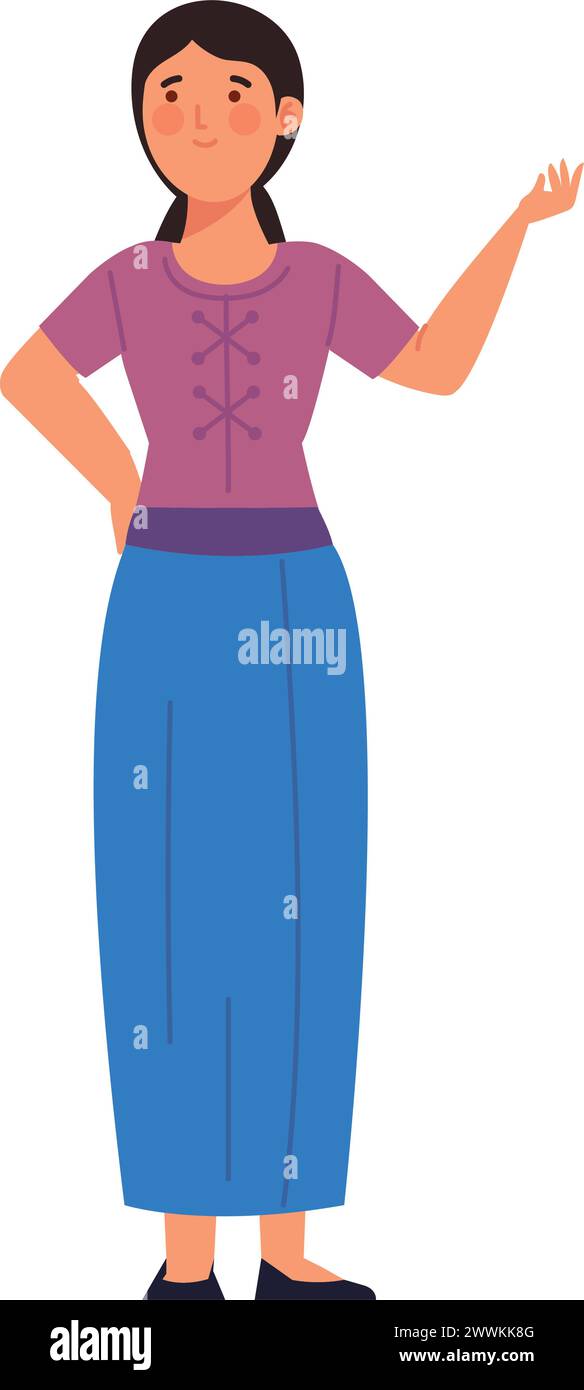 myanmar woman character Stock Vector Image & Art - Alamy