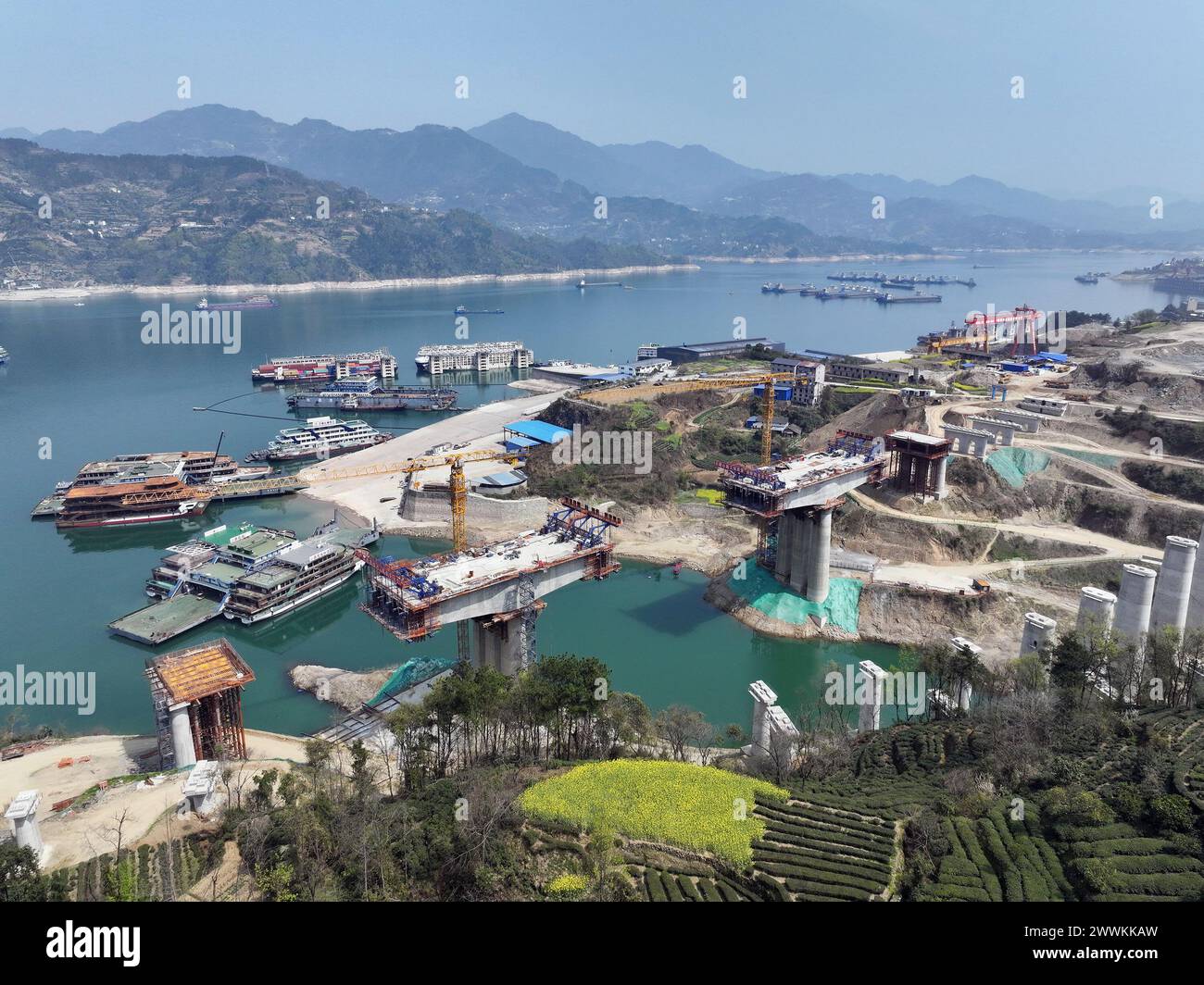 YICHANG, CHINA - MARCH 22, 2024 - Builders are working at the ...