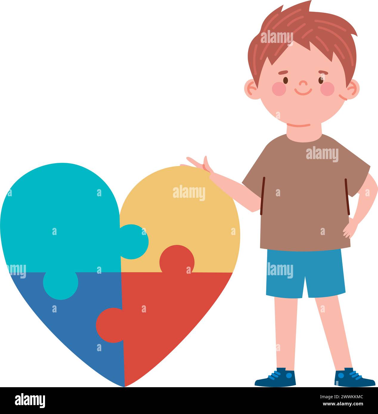 autism boy and heart Stock Vector Image & Art - Alamy