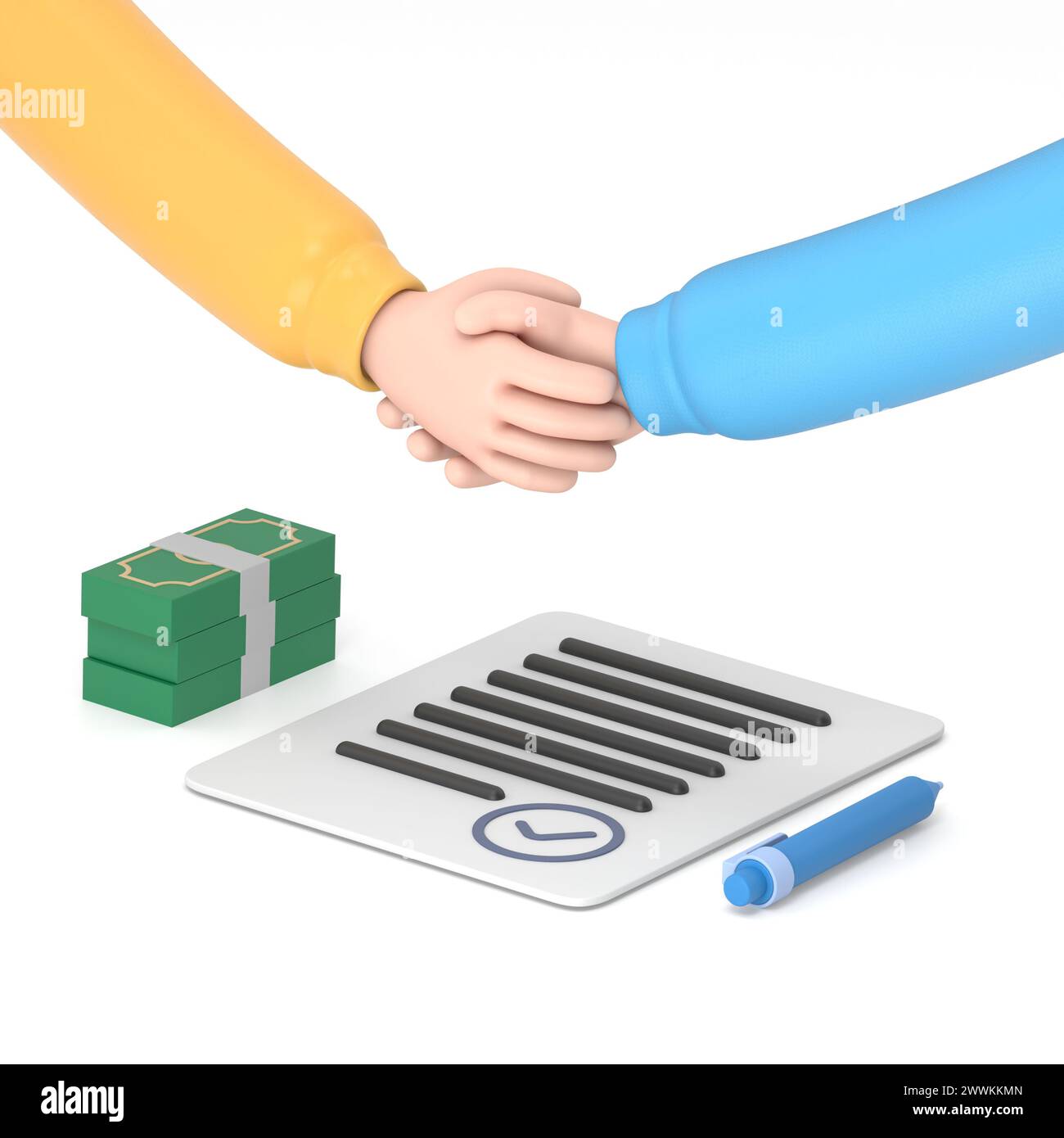 Cartoon Gesture Icon Mockup.isometric 3D illustration, handshake over ...