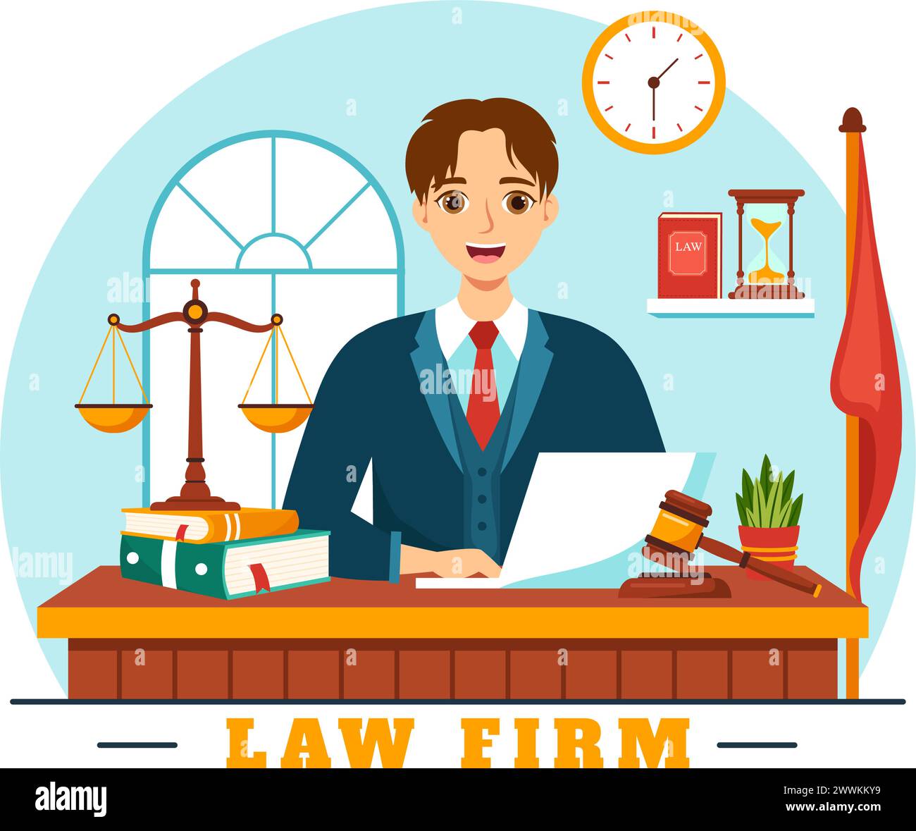 Law Firm Services Vector Illustration with Justice, Legal Advice ...