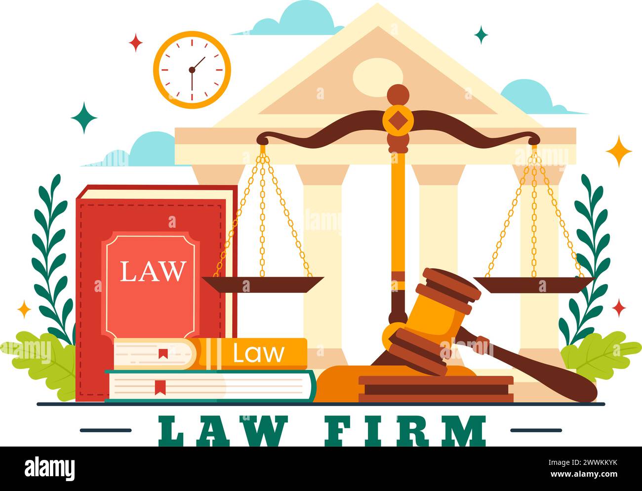 Law Firm Services Vector Illustration with Justice, Legal Advice, Judgement and Lawyer ...