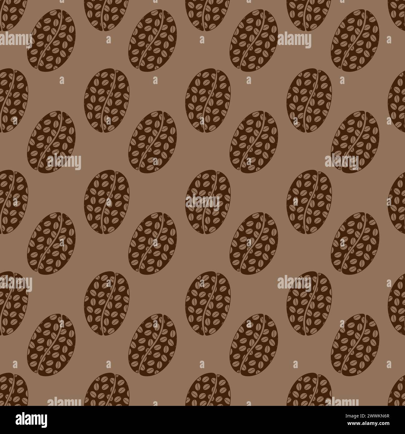 Coffee beans of grains Seamless pattern in trendy soft brown. Abstract ...