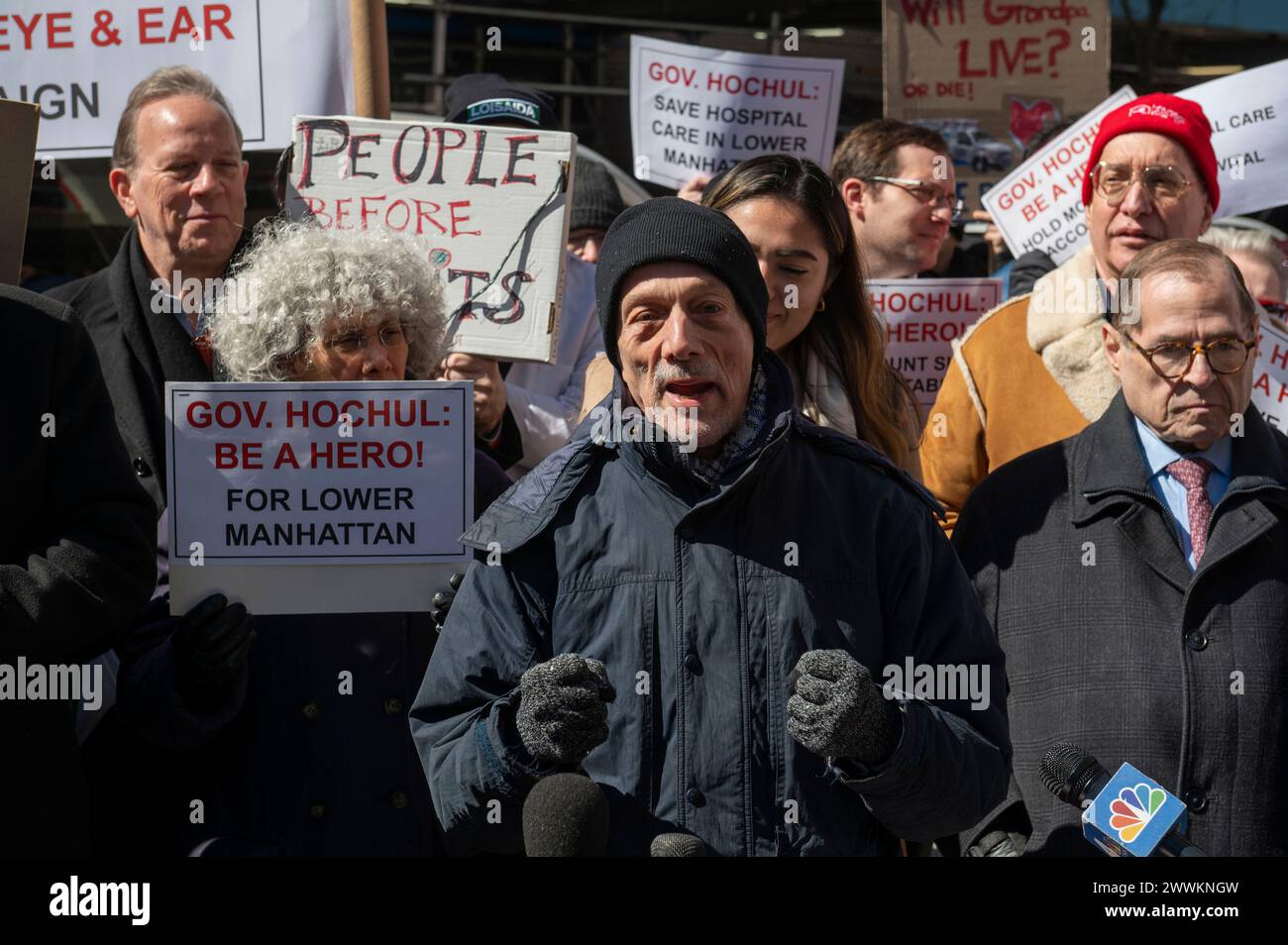New York, United States. 24th Mar, 2024. Activist Mark Hannay speaks at ...