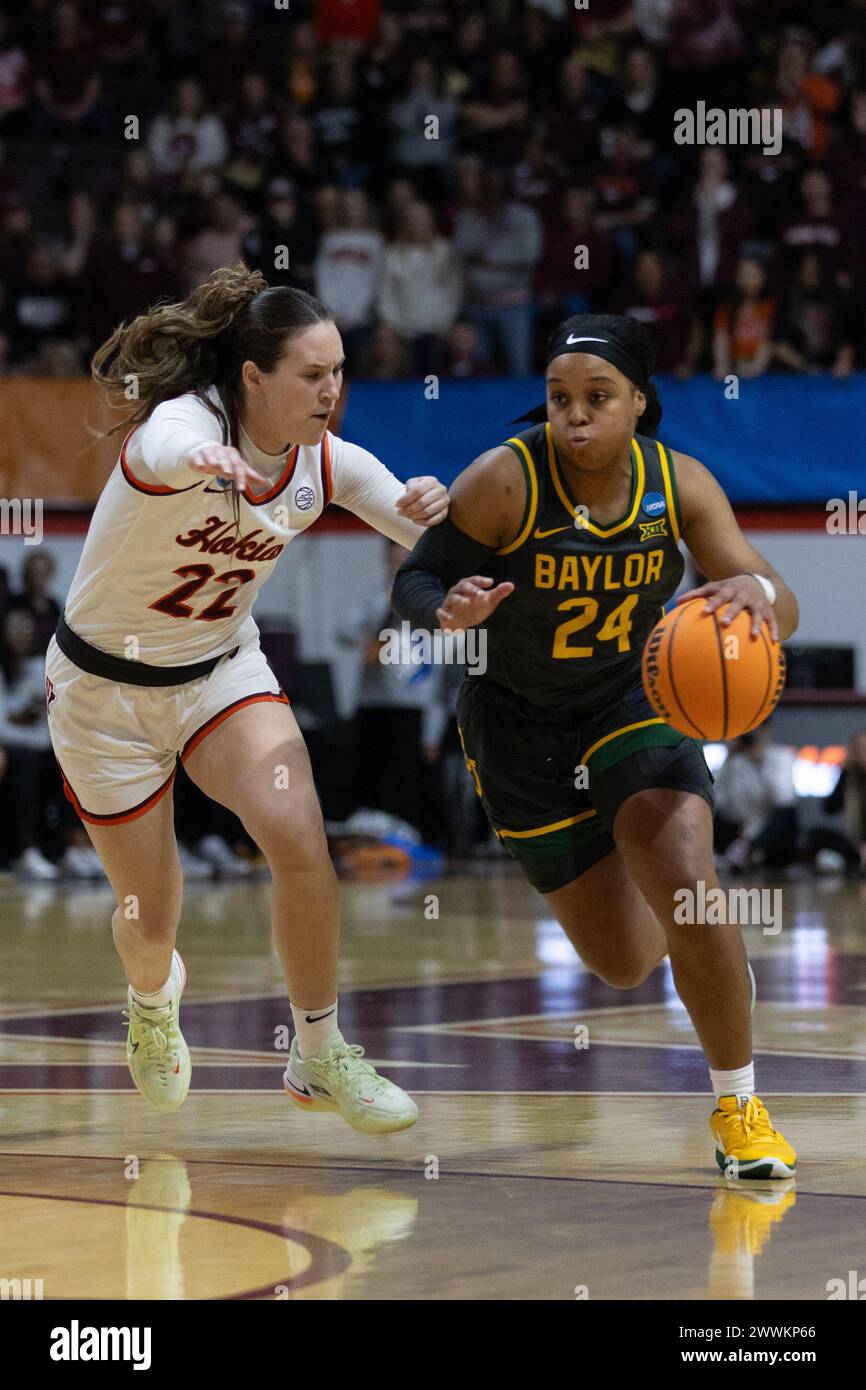 Blacksburg, VA, USA. 24th Mar, 2024. Baylor Lady Bears guard Sarah ...