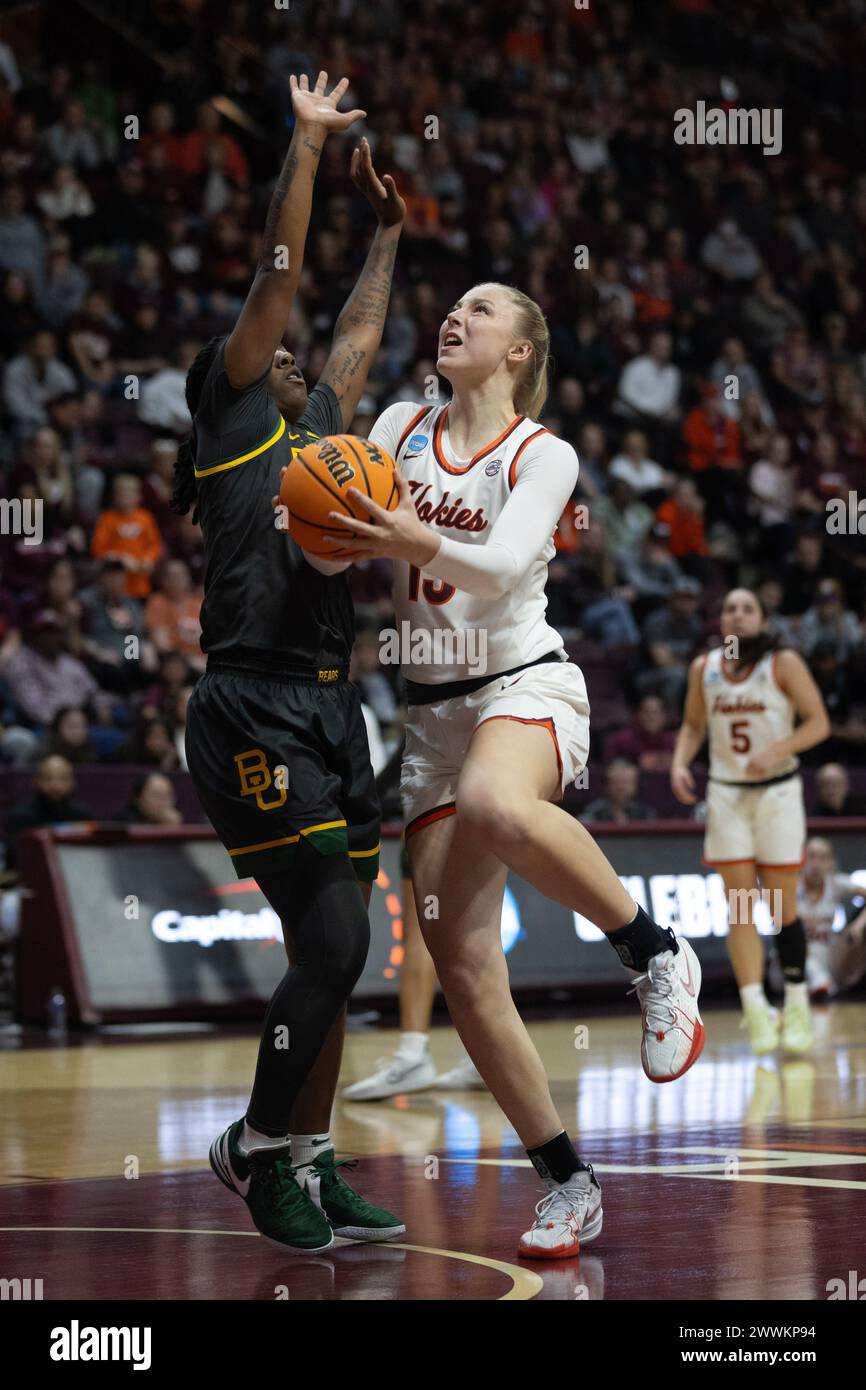 Blacksburg, VA, USA. 24th Mar, 2024. Virginia Tech Hokies center Clara ...