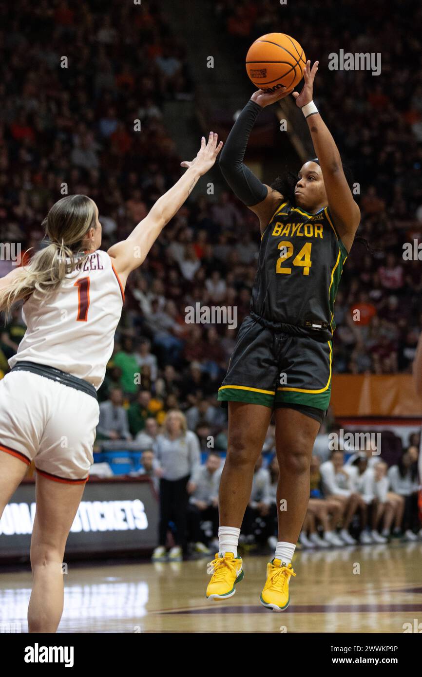 Blacksburg, VA, USA. 24th Mar, 2024. Baylor Lady Bears guard Sarah ...
