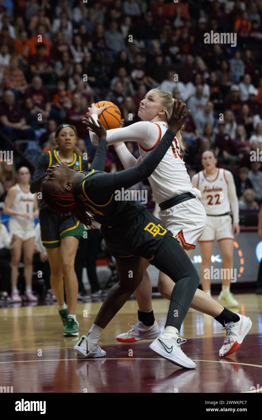 Blacksburg, VA, USA. 24th Mar, 2024. Virginia Tech Hokies center Clara ...