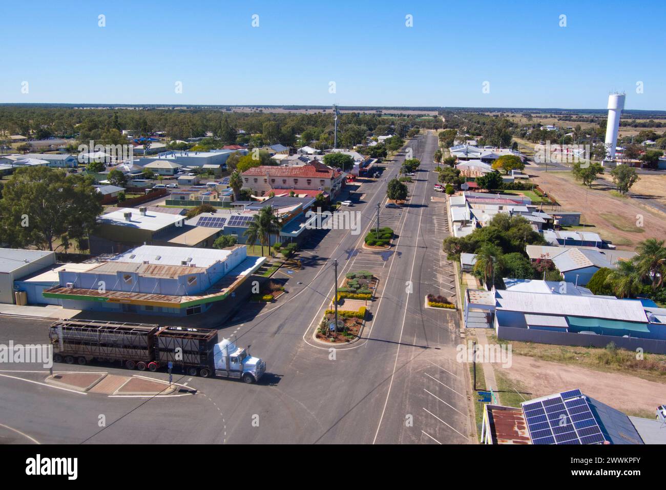 Aerial of the small village of Tara on the Western Darling Downs ...