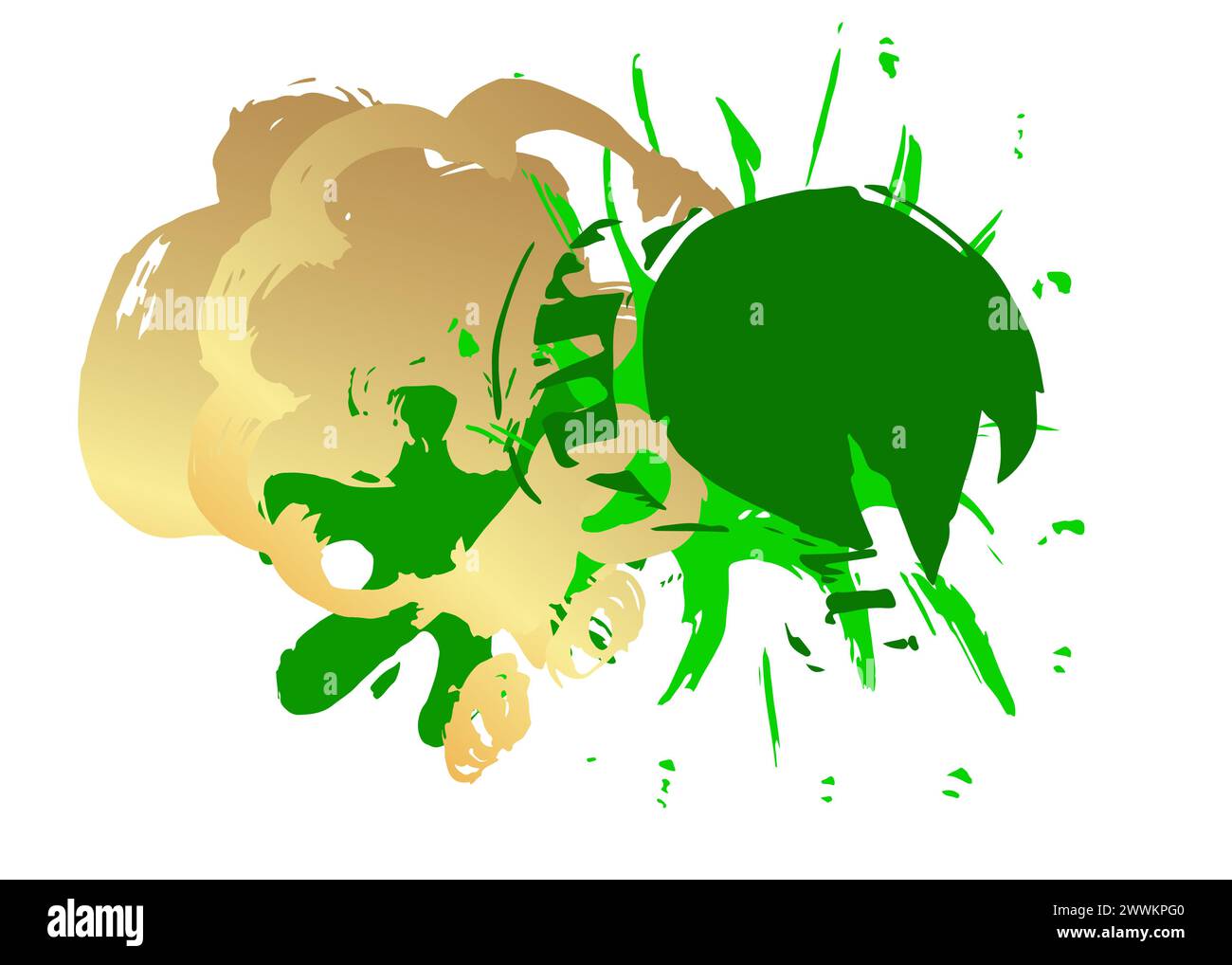 Gold and Green Graffiti speech bubble. Abstract modern Messaging sign ...