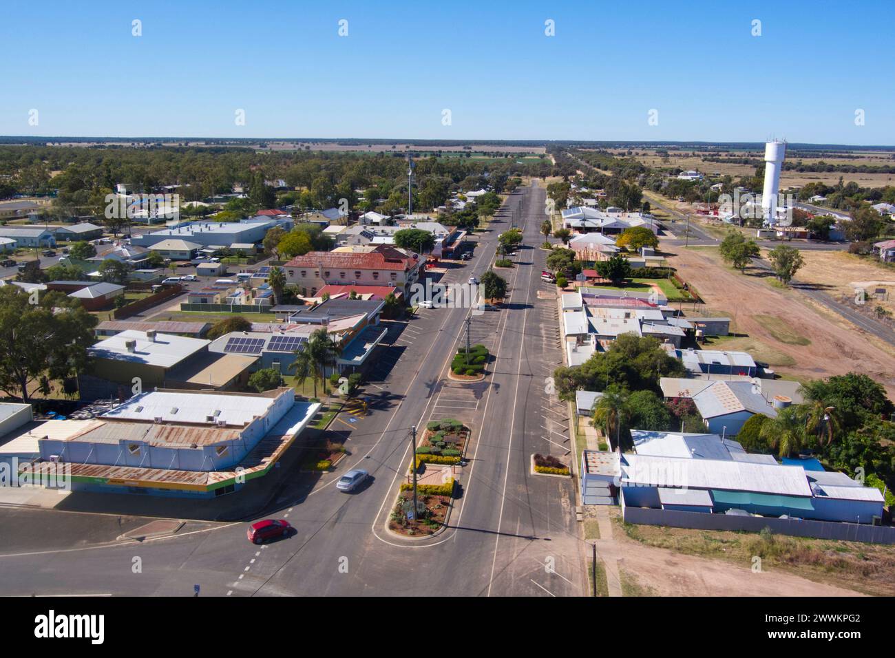 Aerial of the small village of Tara on the Western Darling Downs ...
