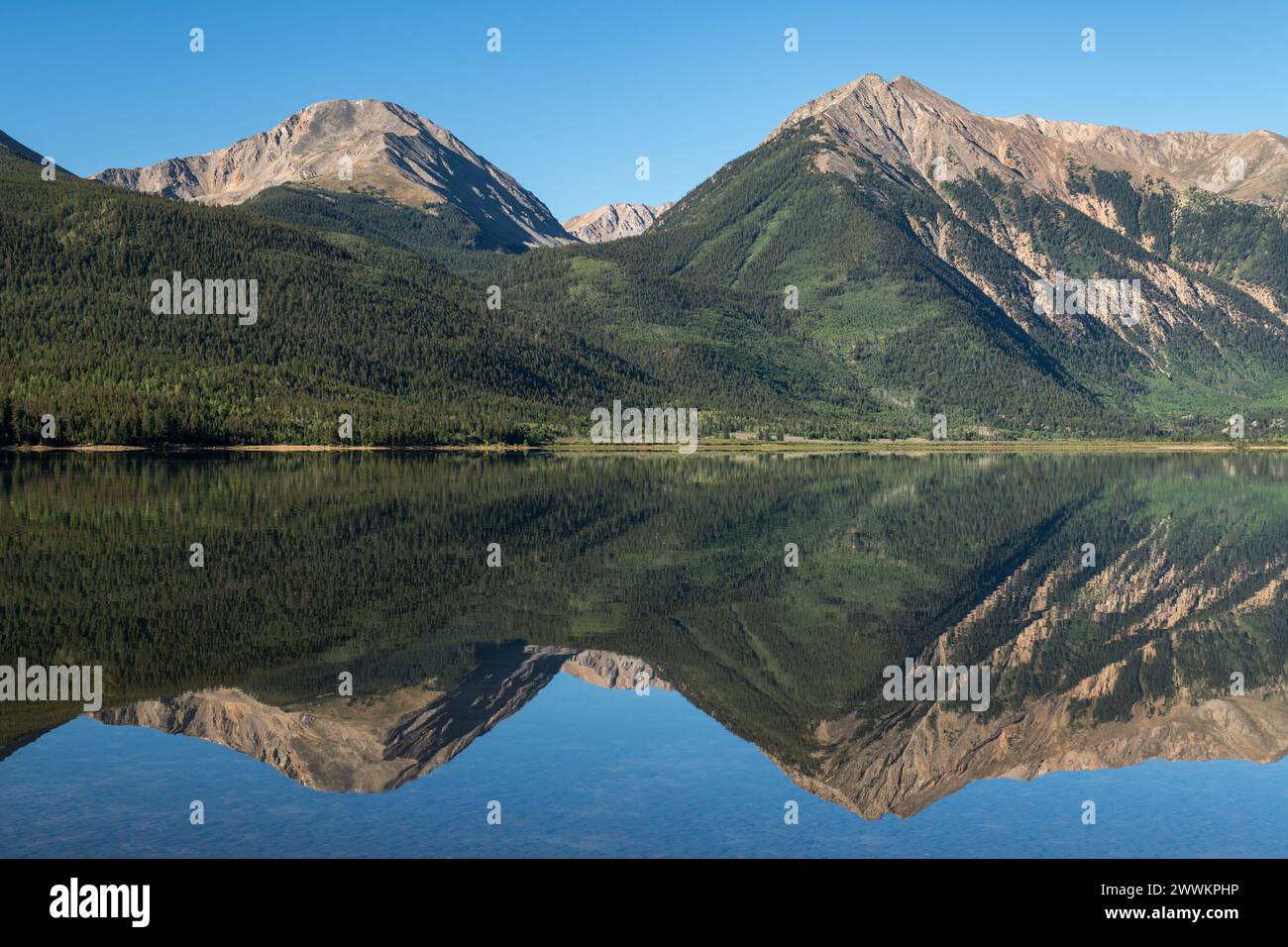 Reflections on the West Twin lake of 13,993 Foot Mount Hope and 13,290 ...