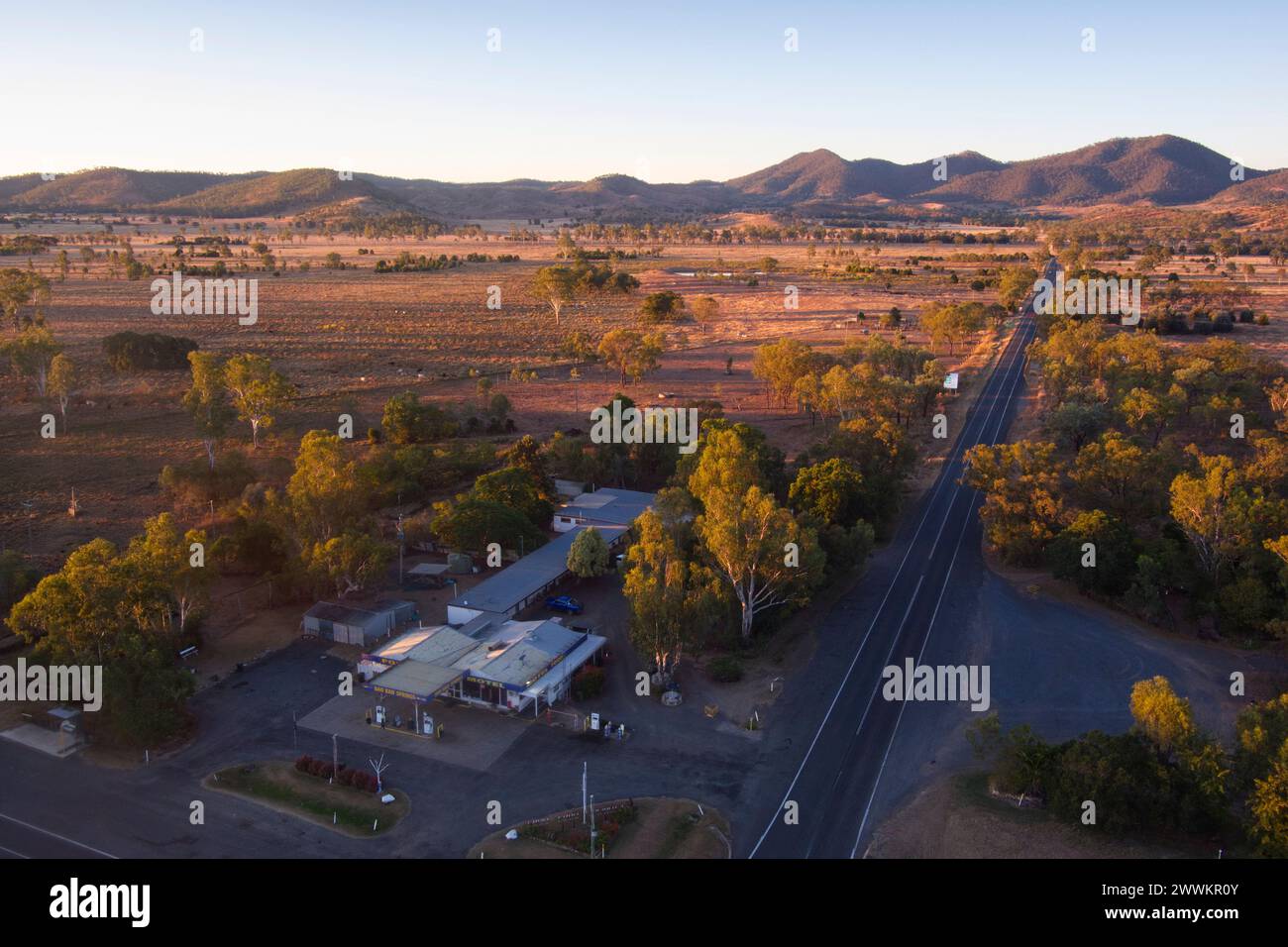 Aerial of the Roadhouse at Ban Ban Springs Queensland Australia Stock ...