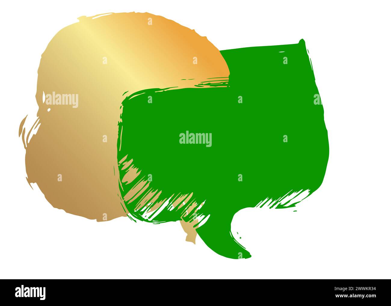 Gold and Green Graffiti speech bubble. Abstract modern Messaging sign ...