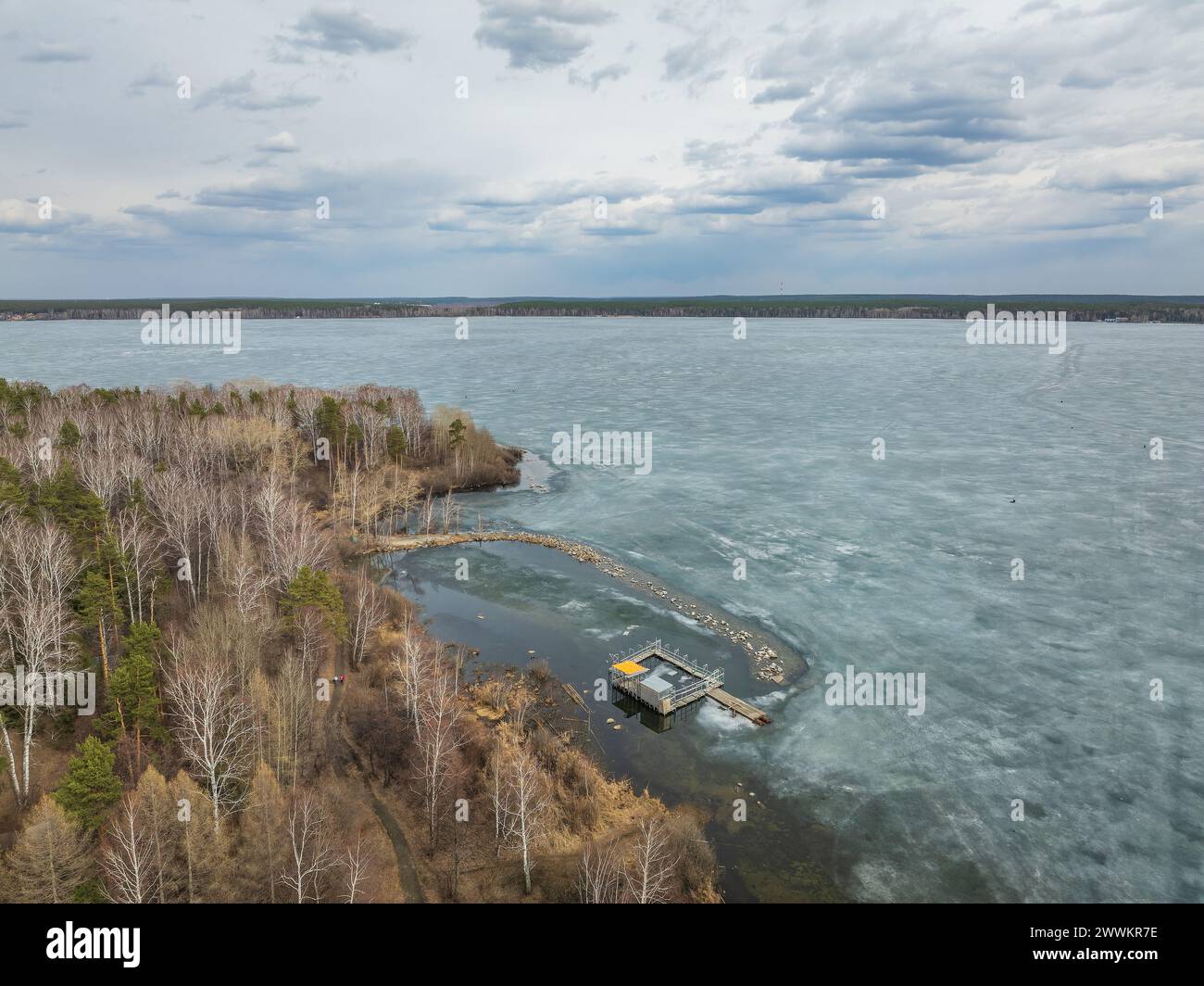 Spring Landscape. The long-awaited spring. Nature wakes up. Melting ice ...
