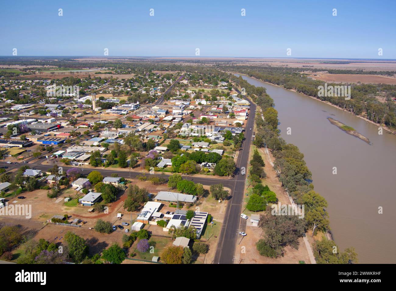 Aerial of the Balonne River at St George Queensland Australia Stock ...