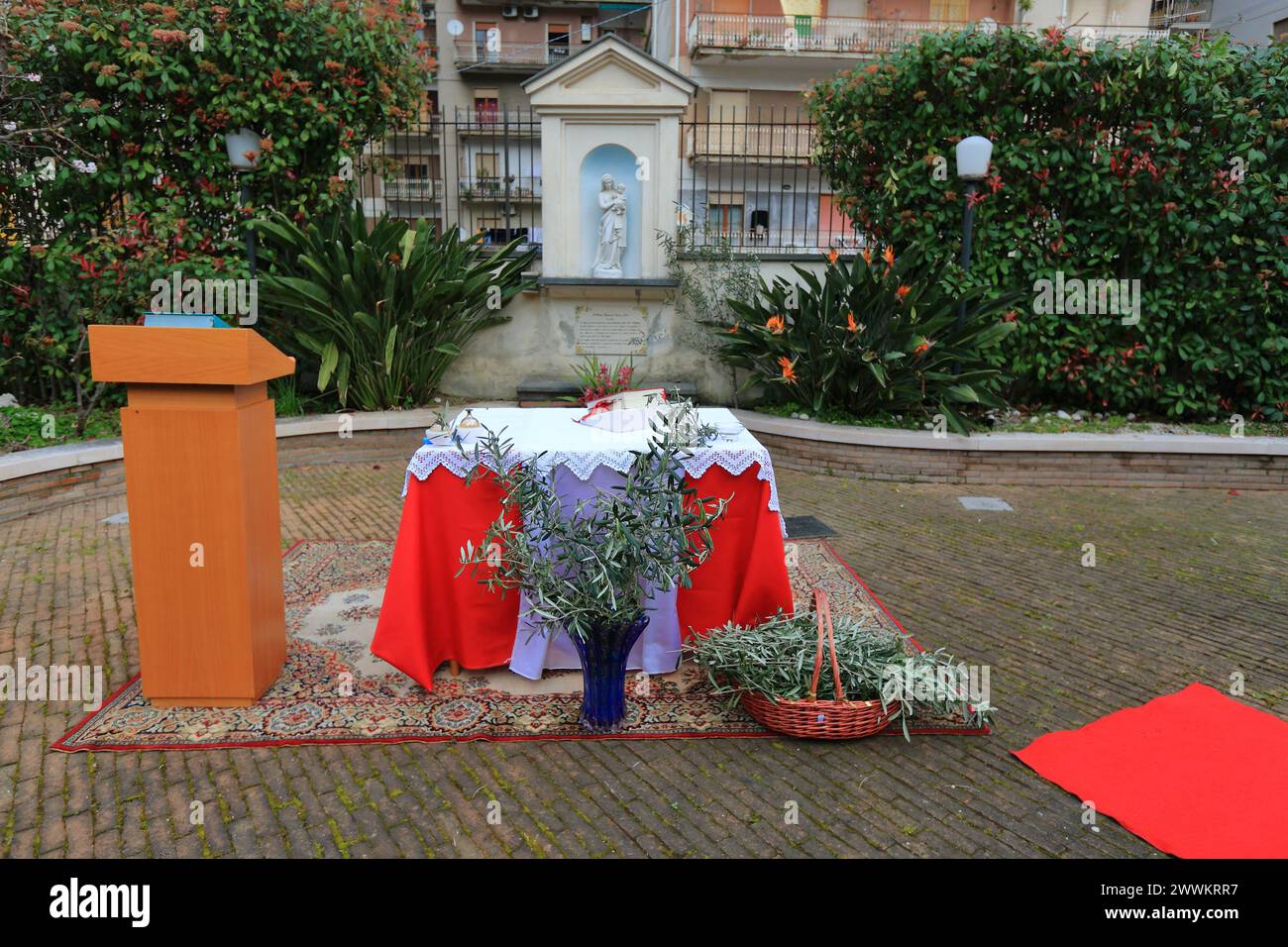 On Palm Sunday, preceding Easter, seen in the historic center of the ...