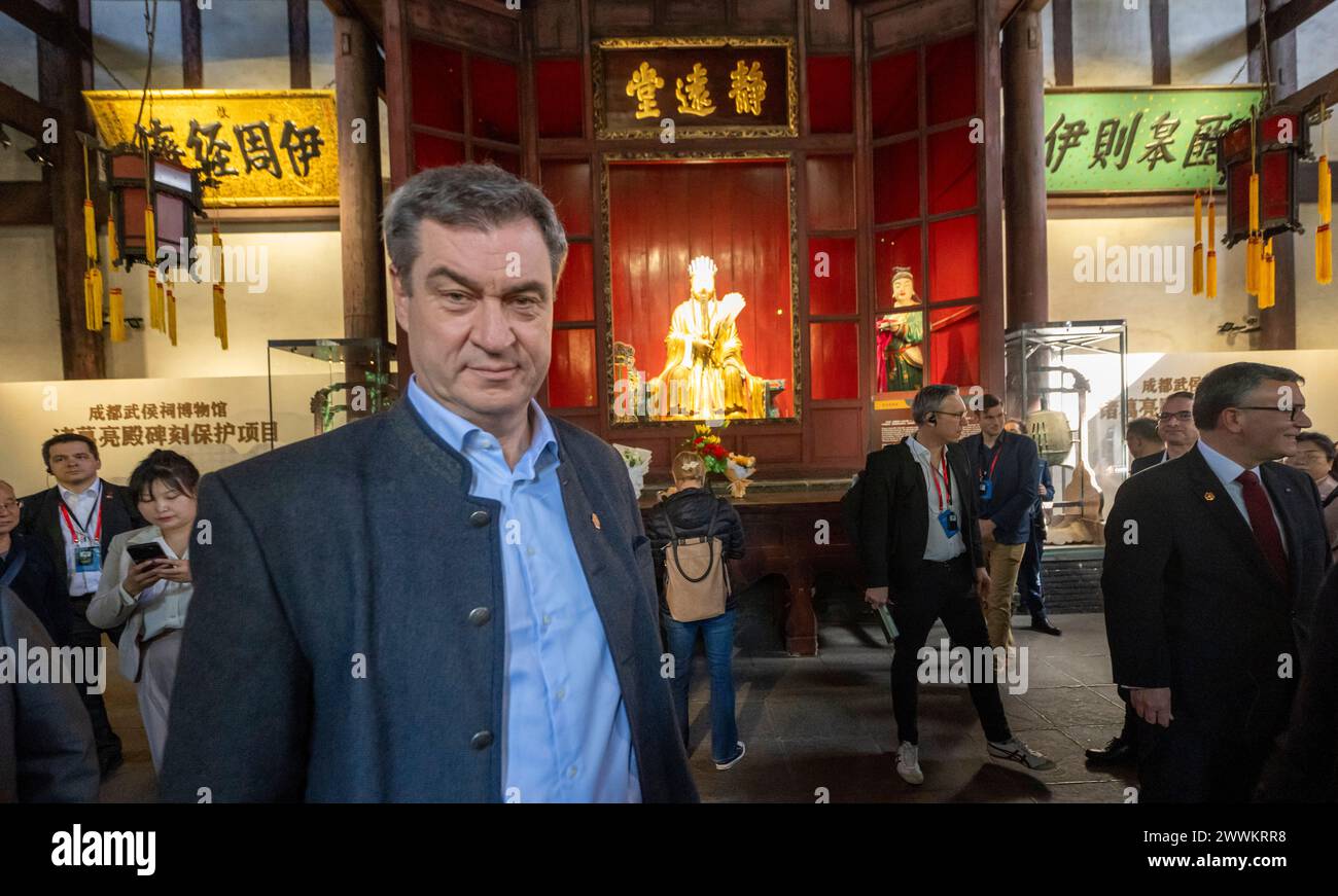 25 March 2024, China, Chengdu: Markus Söder, (CSU) Minister President ...