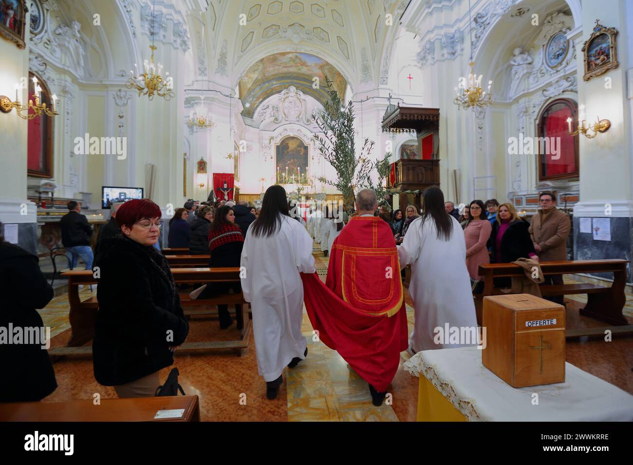 On Palm Sunday, preceding Easter, seen in the historic center of the ...
