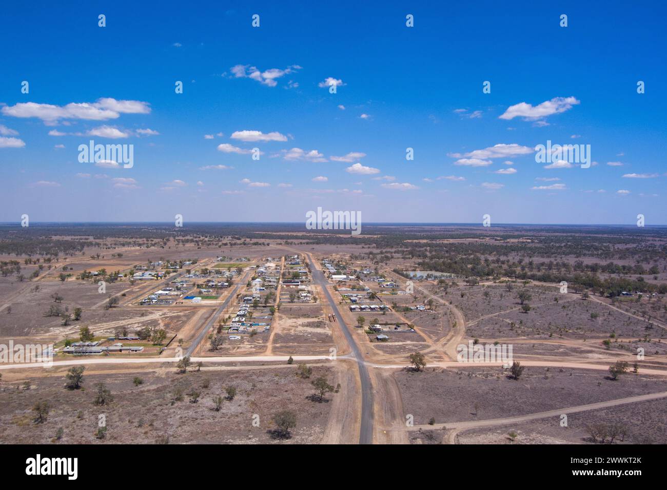 Aerial of the remote community of Goodooga Northern New South Wales ...