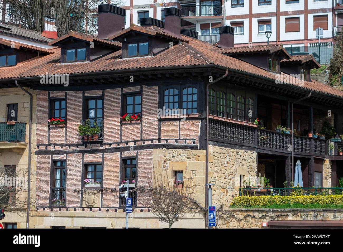 Pasaia, Spain: 2024 March 24: Typical houses in the fishing and tourist ...