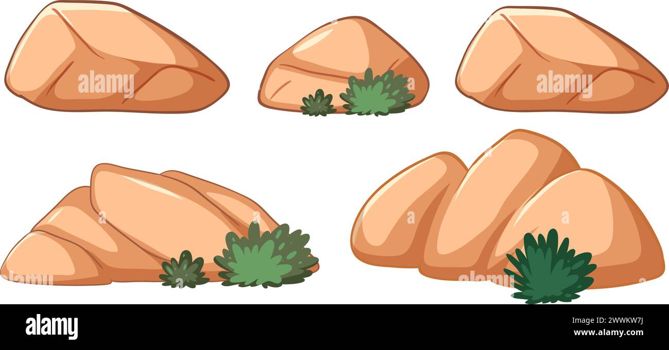 Vector illustration of rocks with small plants Stock Vector Image & Art ...
