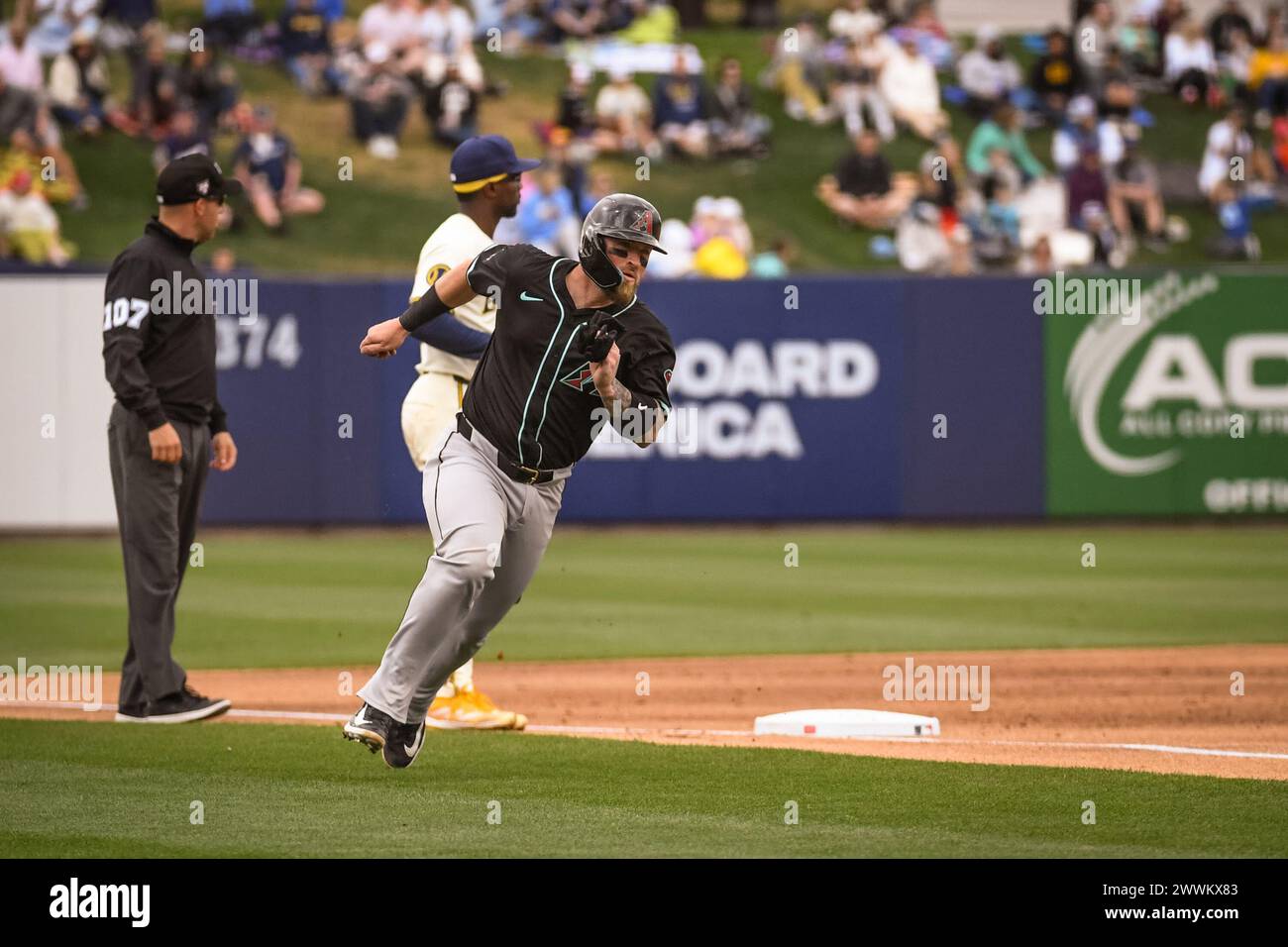 Arizona Diamondbacks catcher Tucker Barnhart (16) scores in the second ...