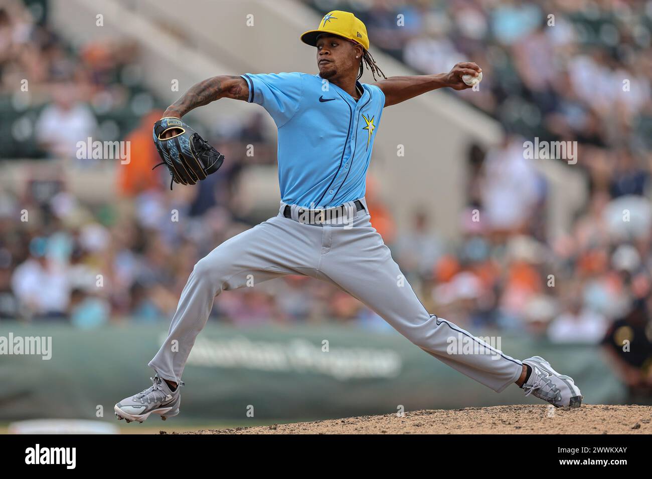Lakeland FL USA; Tampa Bay Rays pitcher Antonio Jimenez (97) delivers a ...