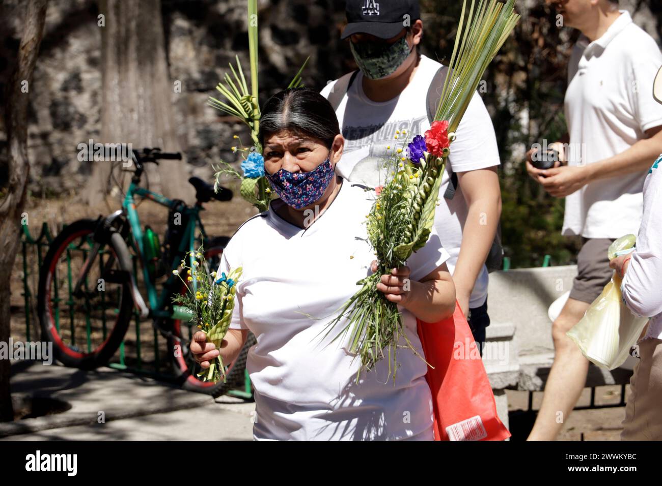 Non Exclusive: A Catholic devotee attends whit their palm branches at ...