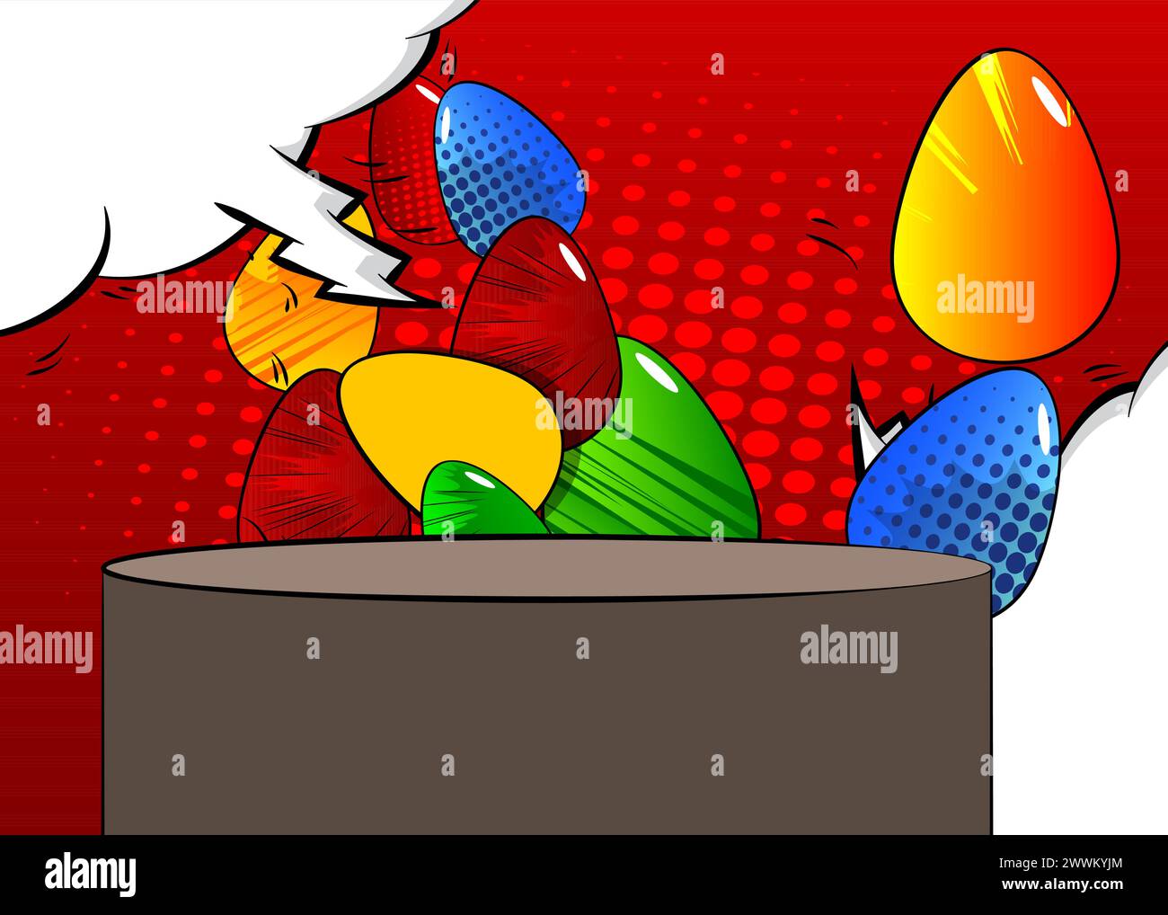 Comic Book Product podium stage for mockup presentation with Easter ...