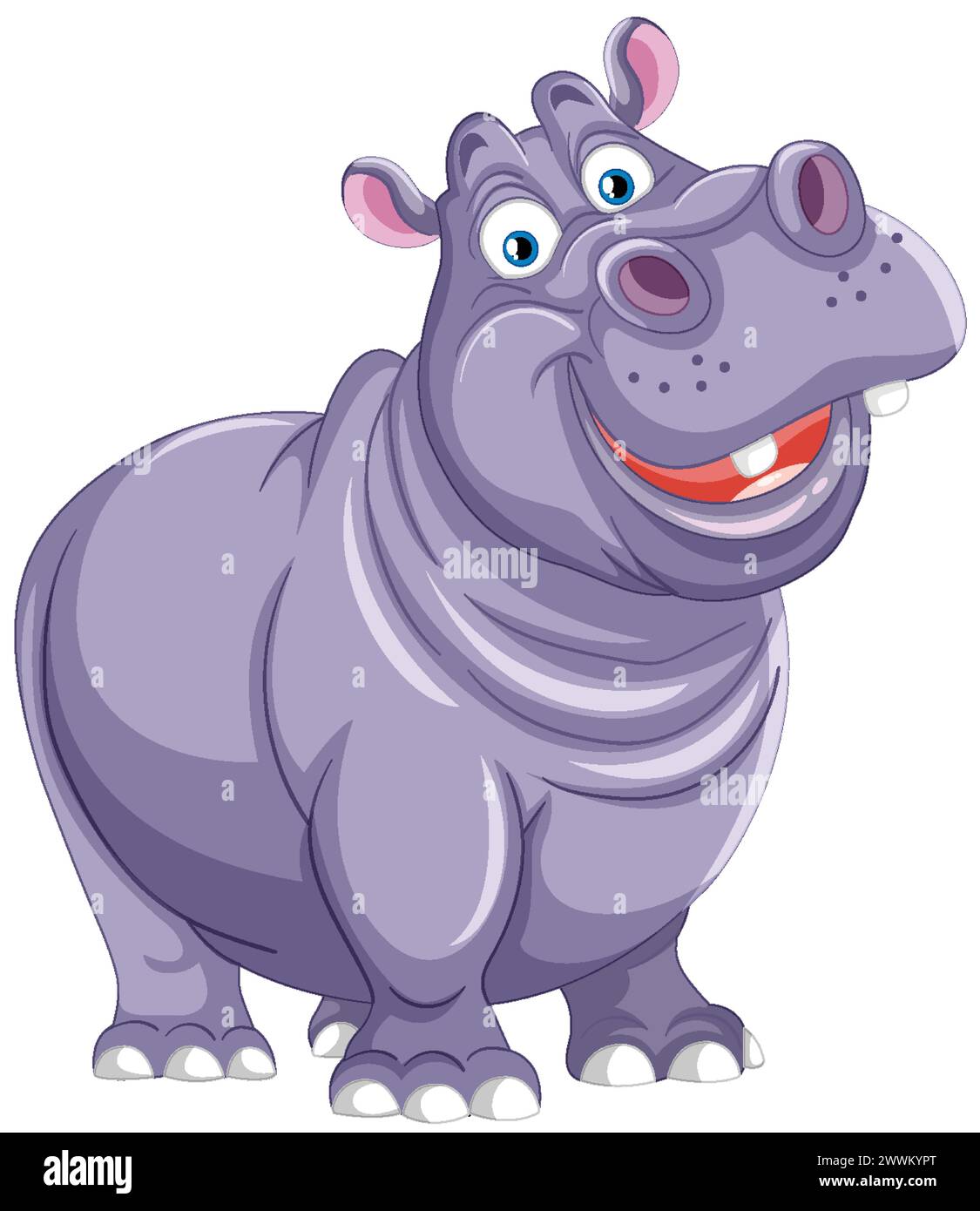 A happy, smiling cartoon hippopotamus standing Stock Vector Image & Art ...
