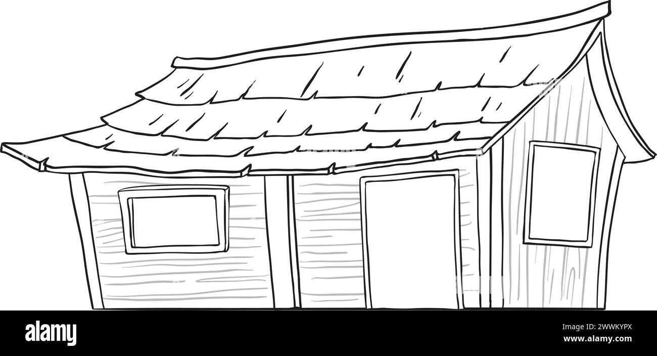 Sketch of a simple wooden house with a roof Stock Vector Image & Art ...