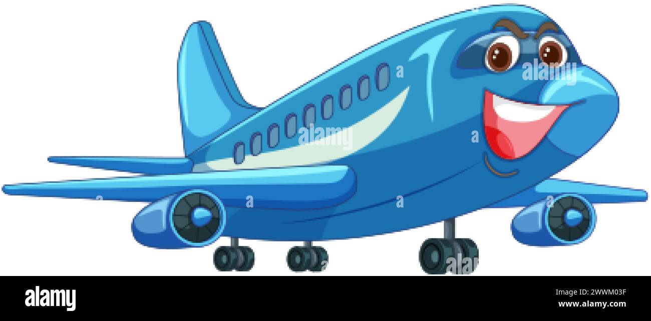 Colorful vector illustration of a smiling airplane Stock Vector Image ...