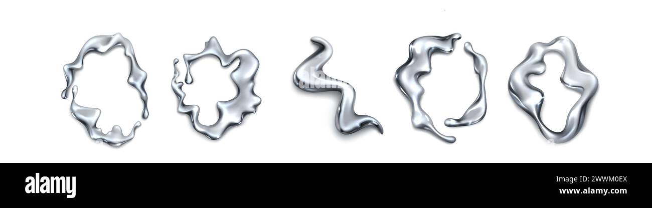 Abstract fluid 3d metal shape for y2k design. Realistic vector ...